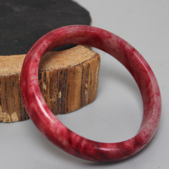 Lucky Jade | Jewelry | Natural Chinese Red Lucky Jade Bangle 6mm | Poshmark